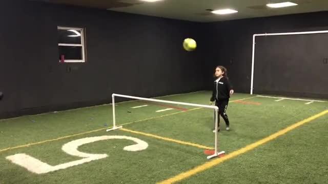 Dad and Daughter Hit Soccer Ball Over Goal Post - Poke My Heart