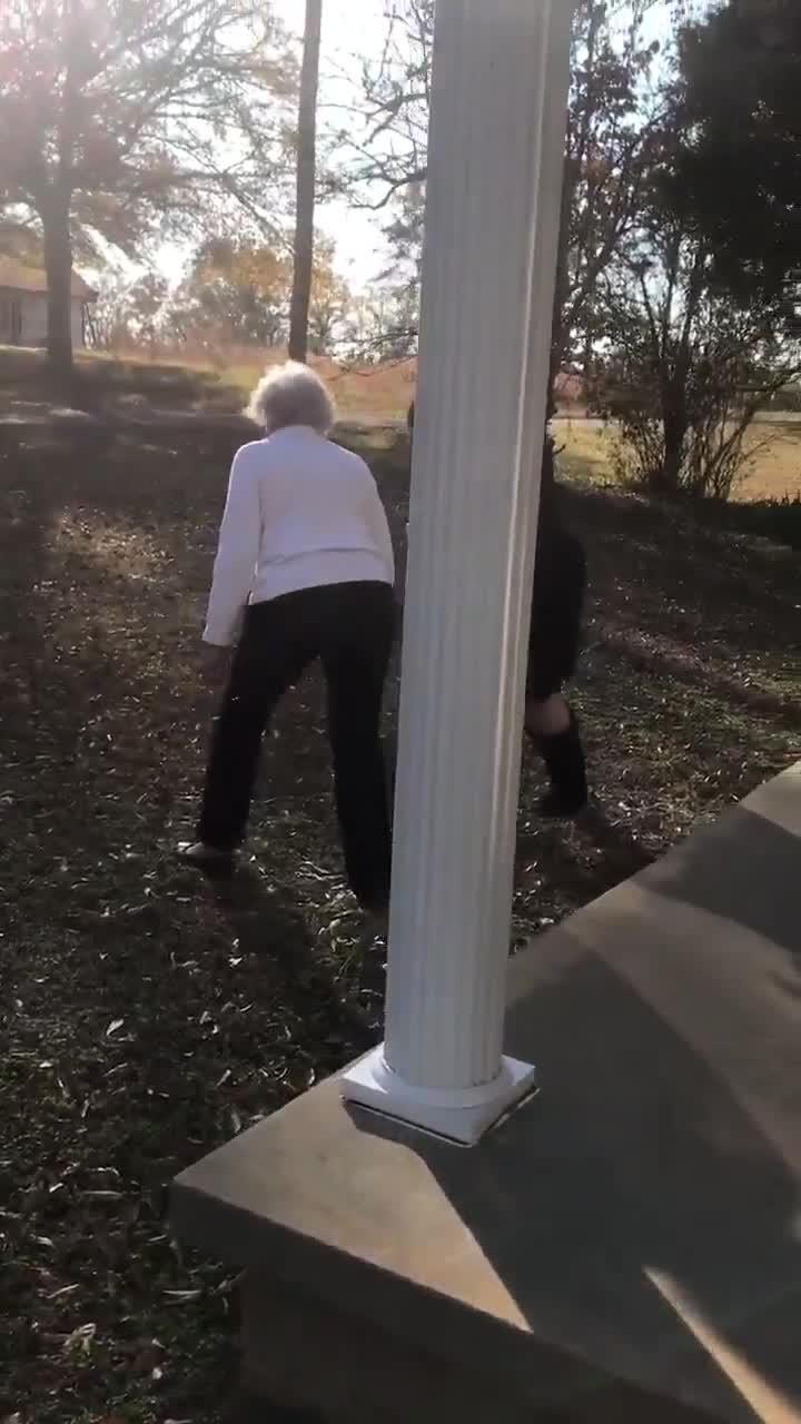 Two Grandmas Funnily Race Outside Against Each Other - Poke My Heart